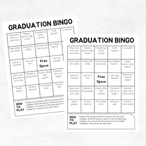 Graduation Bingo • Grad Party Bingo • Graduation Game • Graduation ...