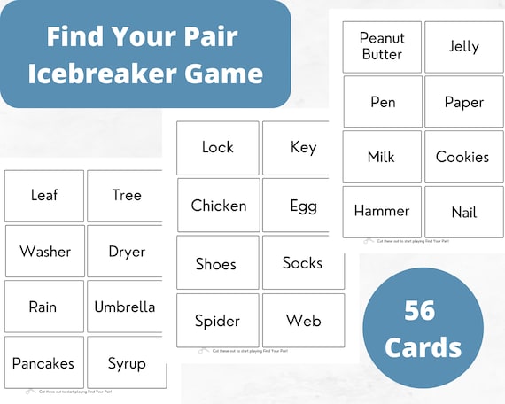 Find Your Pair Game Get to Know You Game Icebreaker Game - Etsy