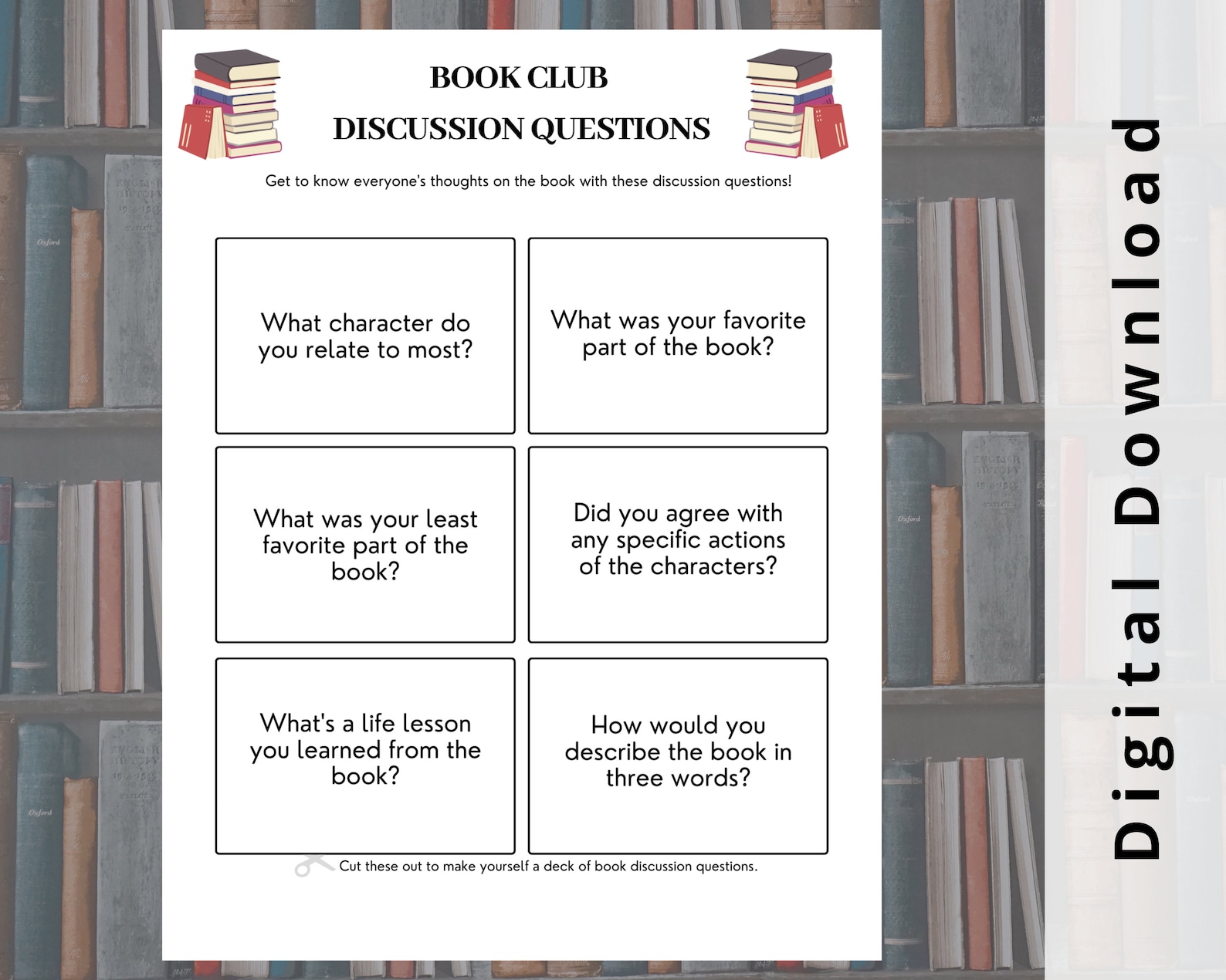 Book Club Discussion Questions • Book Club Party Game • Book Games ...