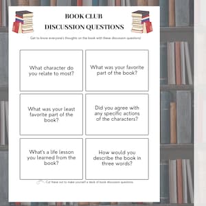 Book Club Discussion Questions • Book Club Party Game • Book Games ...