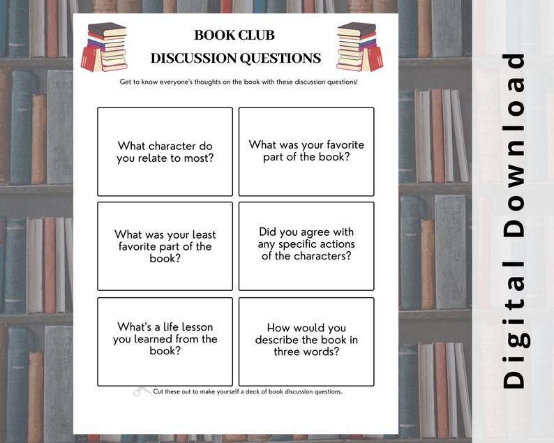 Book Club Discussion Questions • Book Club Party Game • Book Games ...