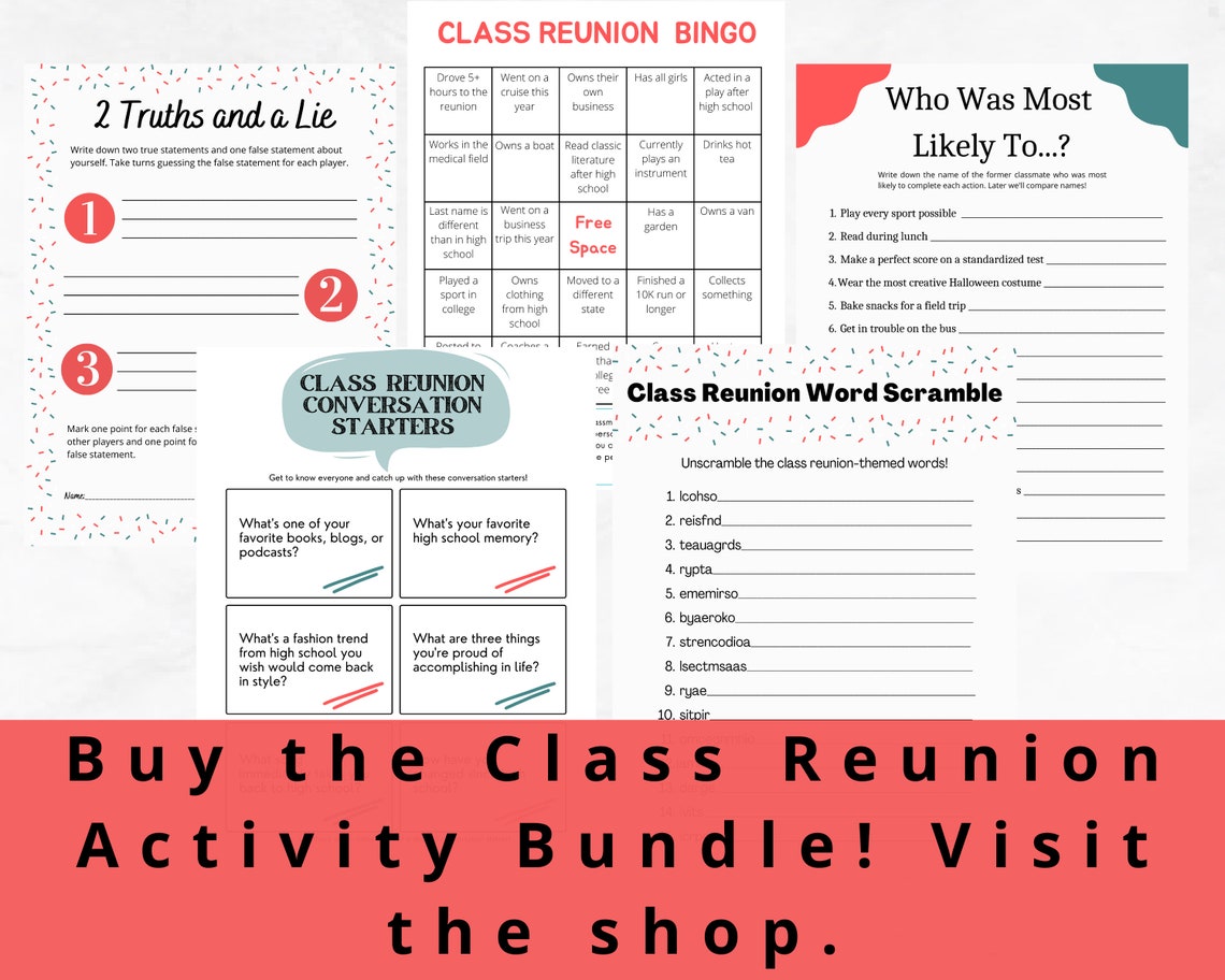 Class Reunion Icebreaker Game • 50 Conversation Starter Cards (digital ...