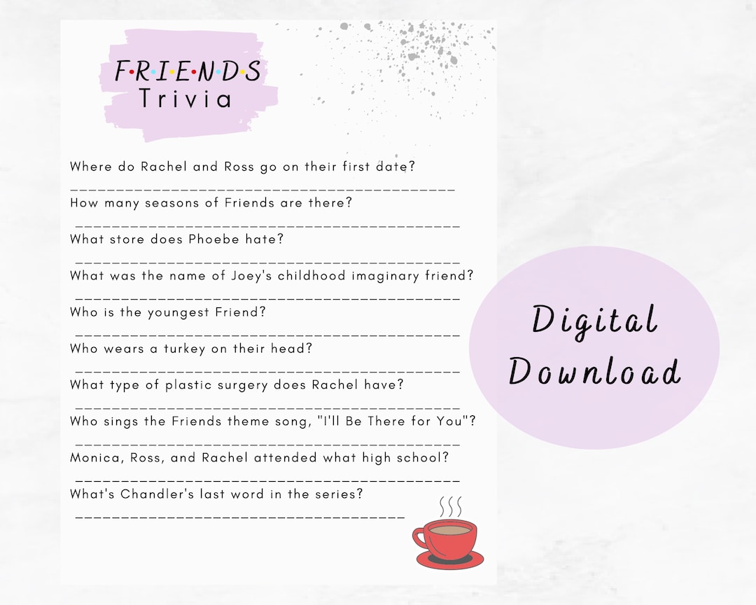Friends Trivia • TV Show Trivia Game • Friends Game • Friends Activity ...