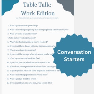 Table Talk for Work Gatherings • Work Conversation Starters • Workplace ...