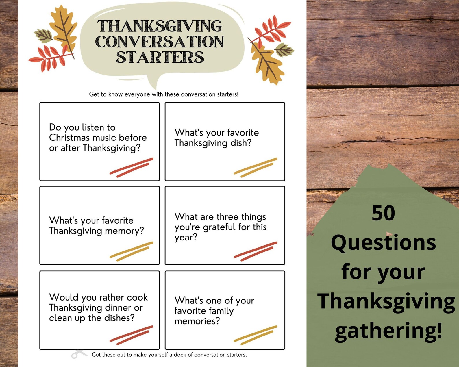 Thanksgiving Conversation Starters, Table Topics, Icebreaker Game for ...