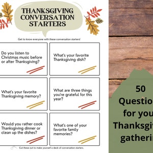 Thanksgiving Conversation Starters, Table Topics, Icebreaker Game for ...