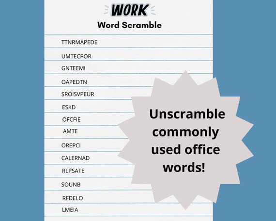 Work/office Word Scramble Team Bonding Game Digital - Etsy