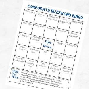 Corporate Buzzword Bingo • Workplace Game • Employee Work Game • Work ...