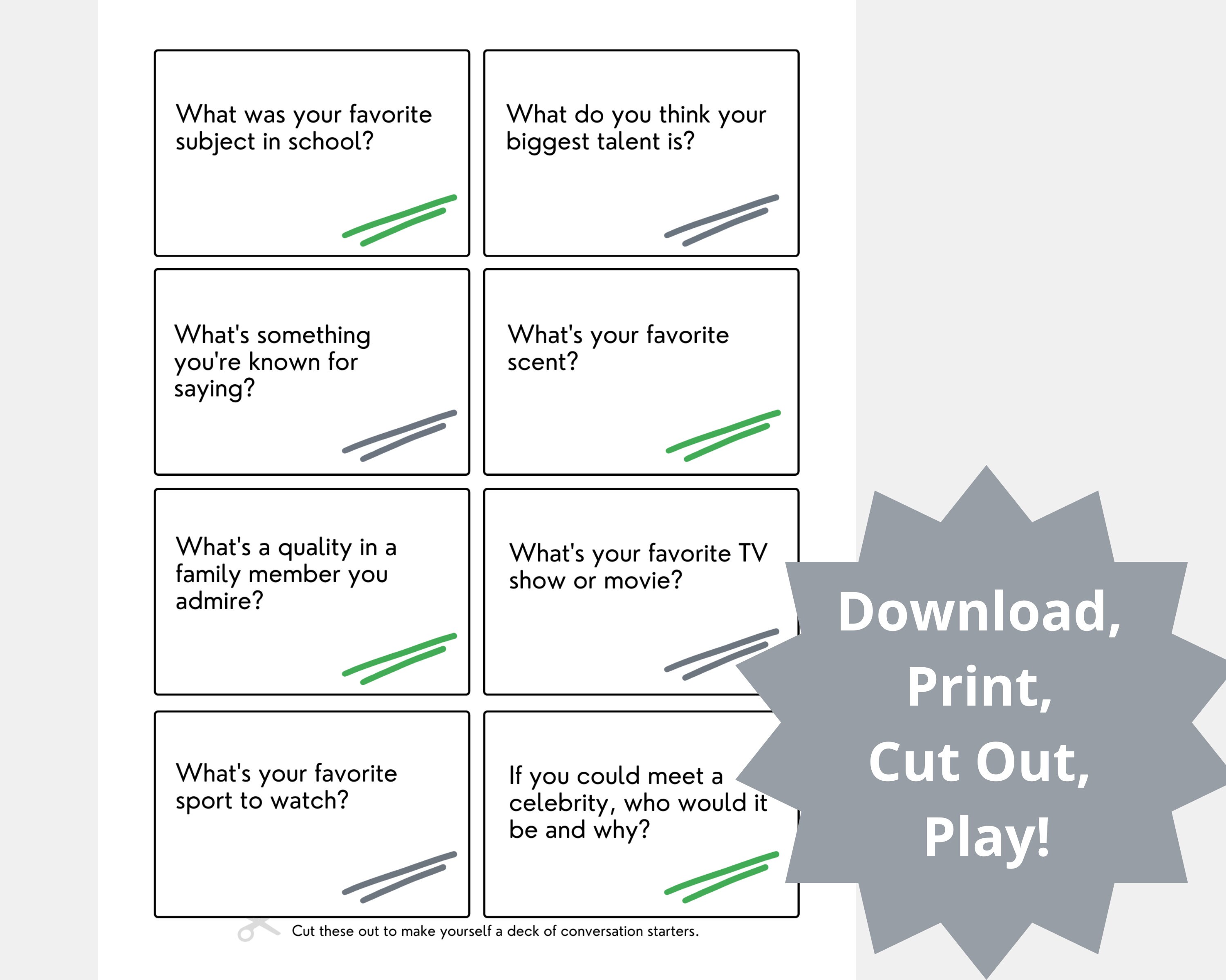 Family Reunion Conversation Starters • 50 Get-to-know-you Cards ...