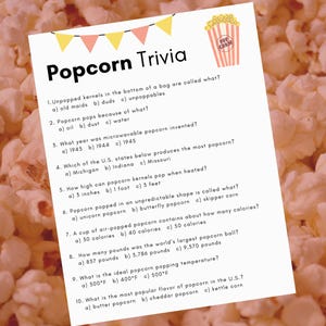 Popcorn Trivia Game • Popcorn Party Game • Popular Food Trivia • Movie ...