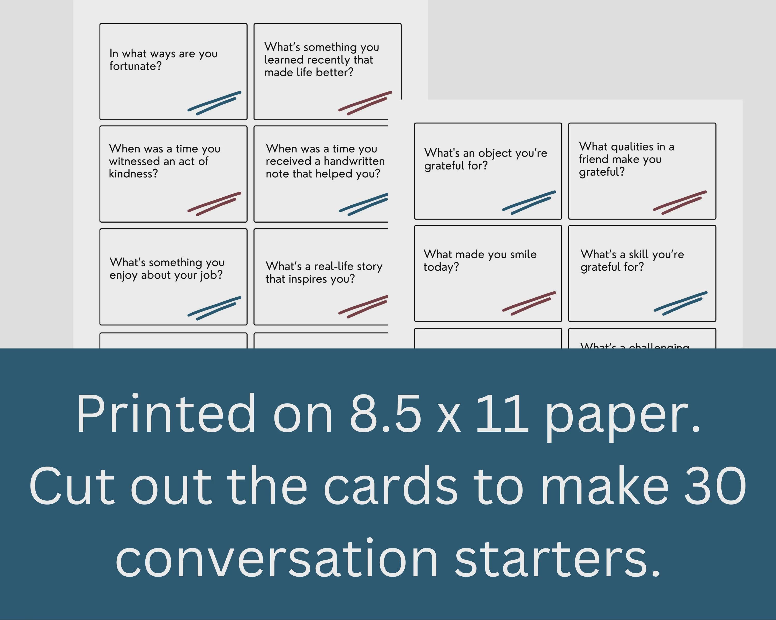 30 Gratitude Conversation Starter Cards • Questions to Spark Gratitude ...