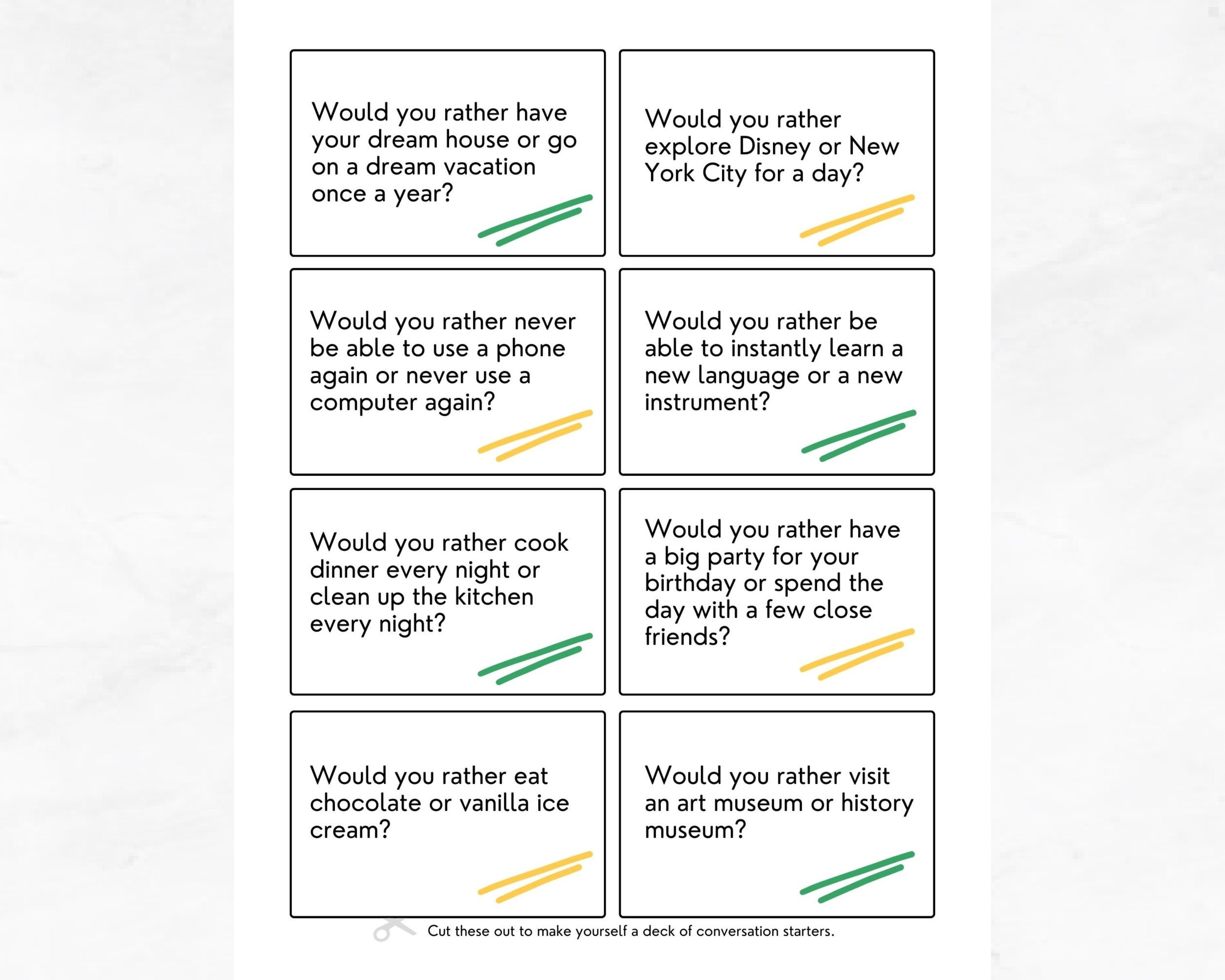 Would You Rather Conversation Starters • Table Topics, Icebreaker Game ...