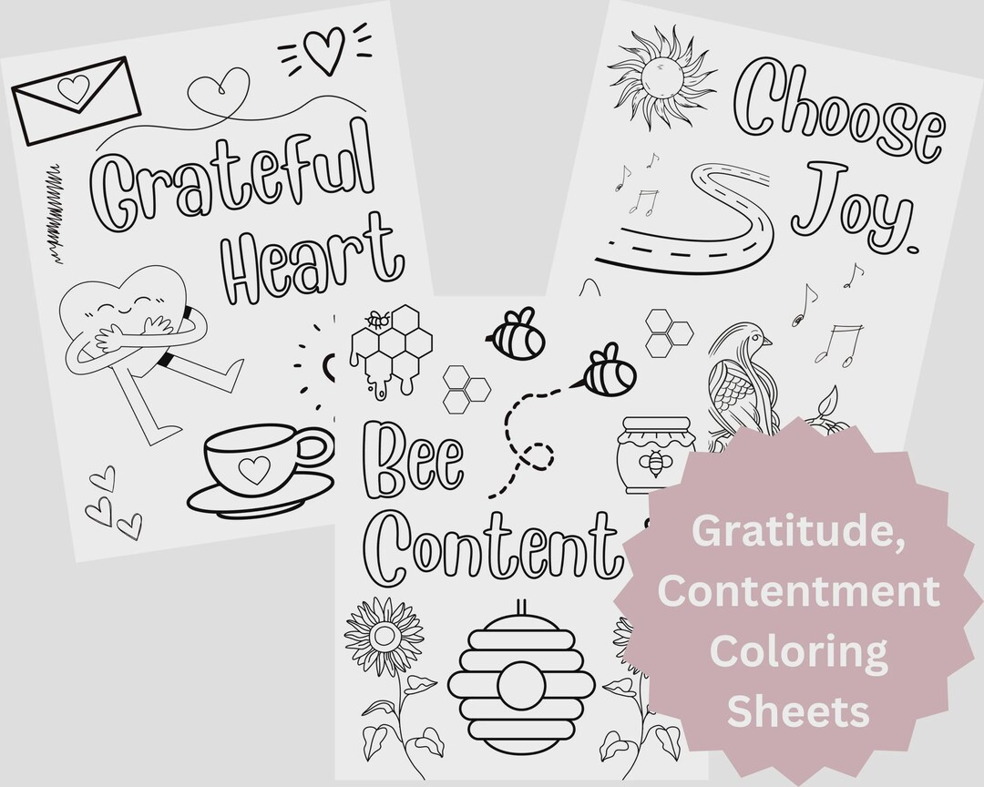 6 Adult Coloring Pages • Gratitude, Joy, Thankfulness, Contentment ...