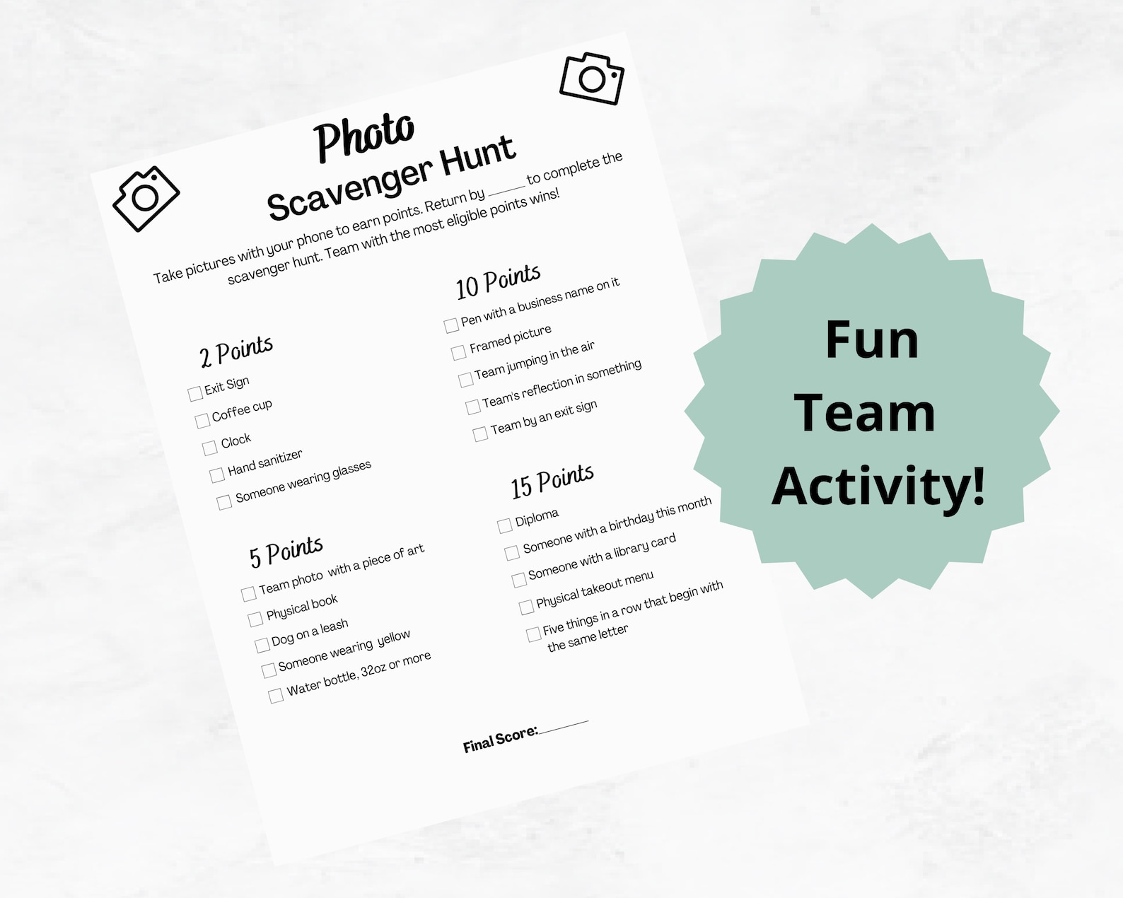 Photo Scavenger Hunt • Get-to-know You Game • Team Bonding Game • Photo ...