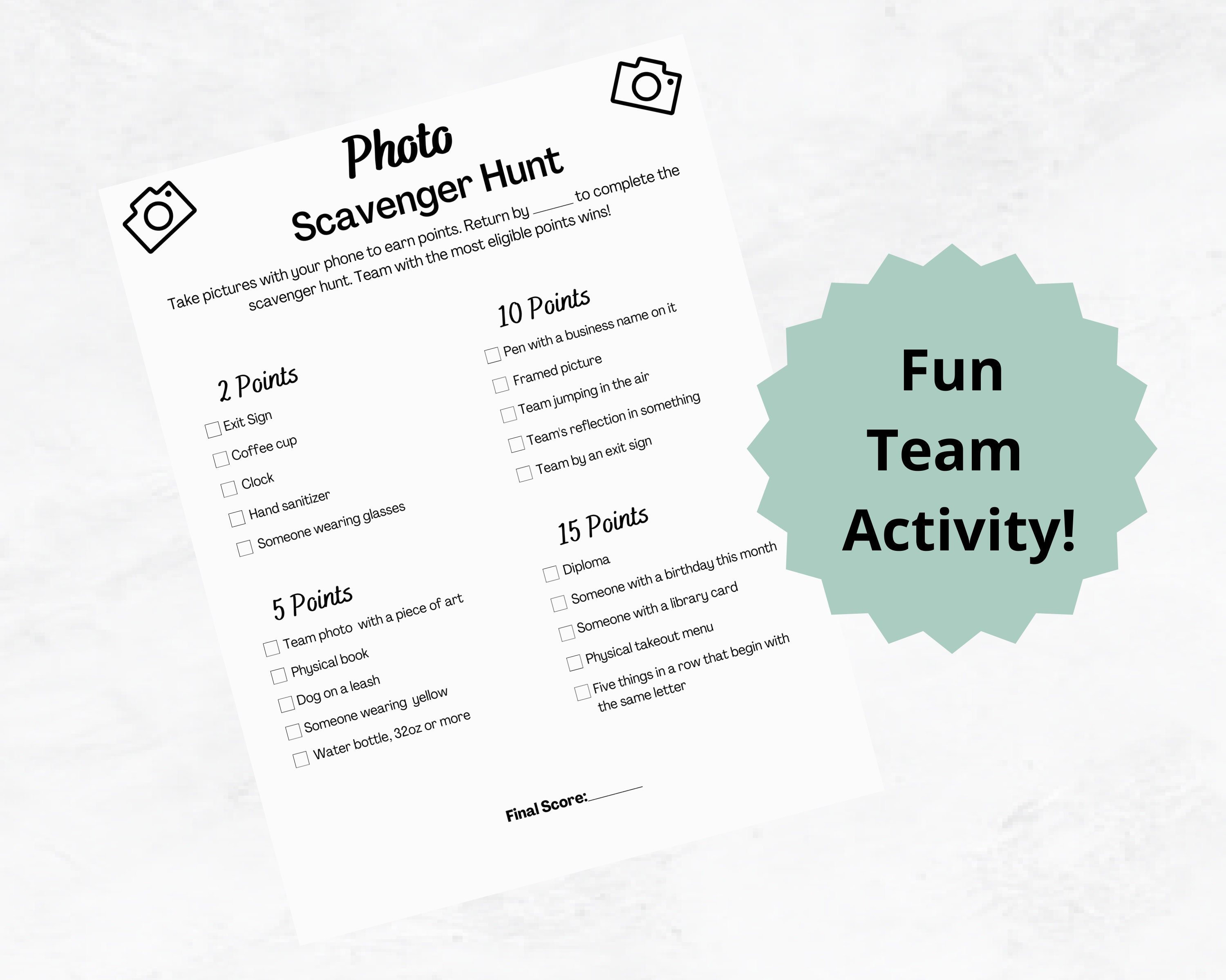 Photo Scavenger Hunt • Get-to-know You Game • Team Bonding Game • Photo ...