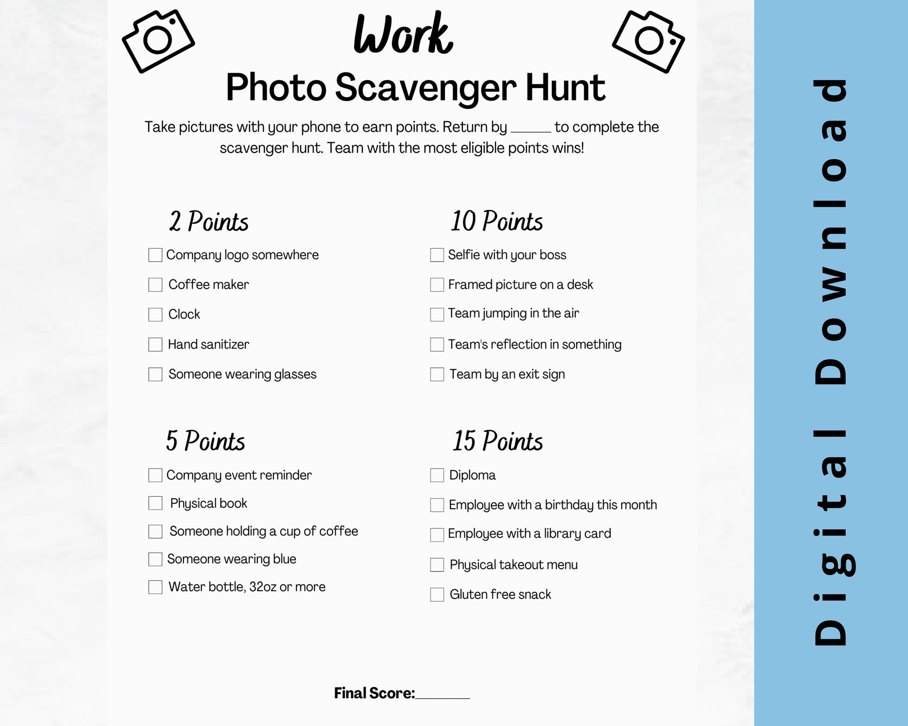 Work Photo Scavenger Hunt • Workplace Get-to-know You Game • Employee ...