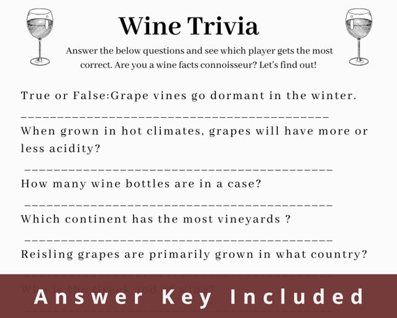 Free Printable Wine Trivia Quiz With Answer Key, 59% OFF