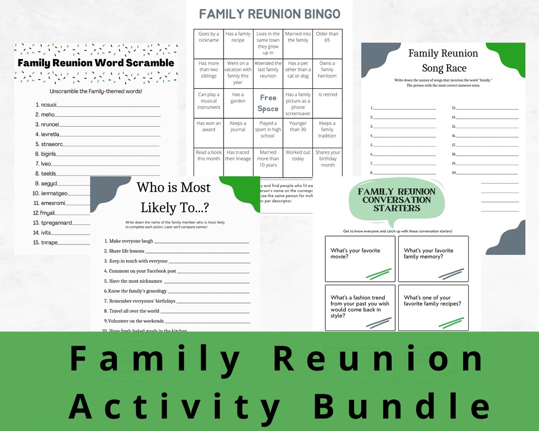 Family Reunion Activity Bundle • Family Reunion Conversation Starters ...