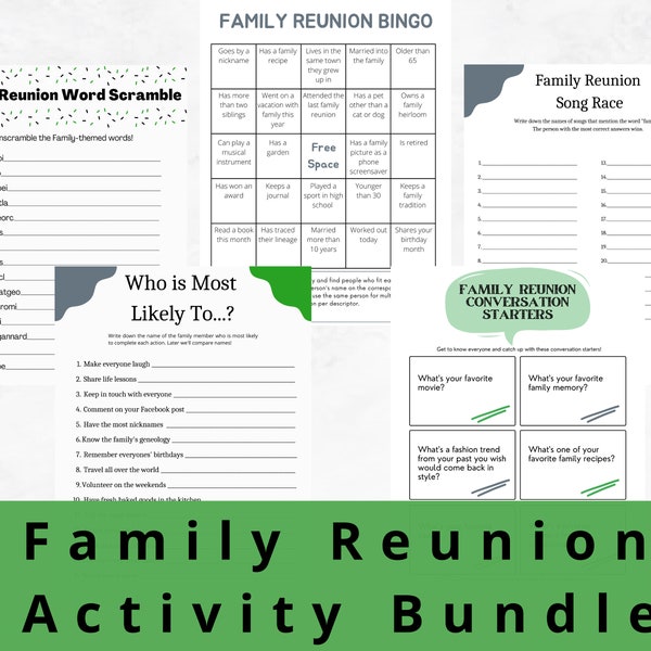 Family Reunion Icebreakers - Etsy