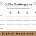 Coffee Scattergories • Coffee Themed Party Games • Work Game • Coffee ...