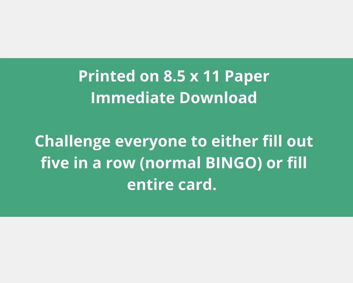 Get to Know You Bingo Game • Digital Download Printable • "find Someone ...