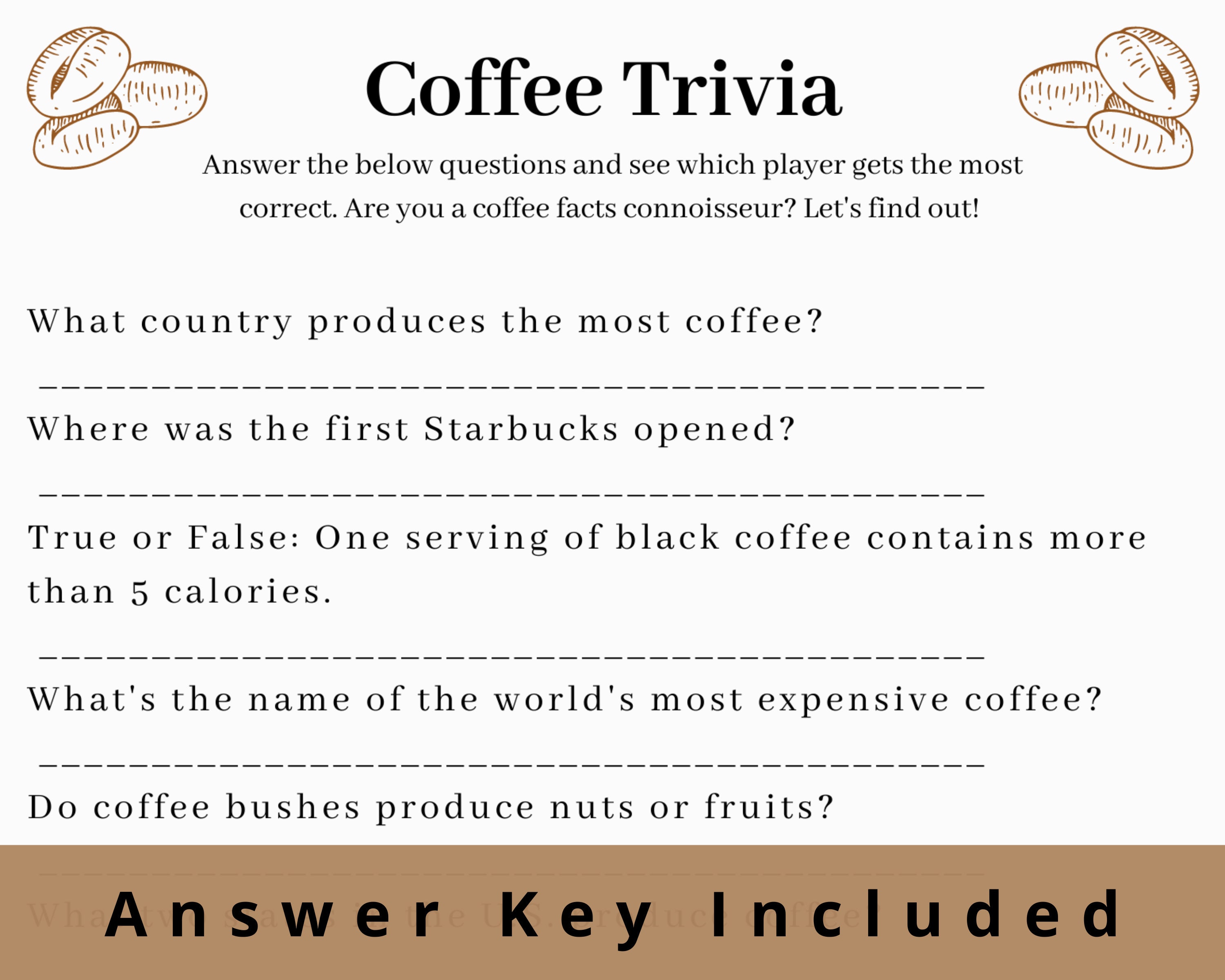 Conversation Themed Games • Coffee Party Games • Work Game • Coffee ...