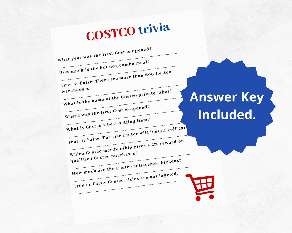 Costco Trivia Game | Costco Birthday Party Game - Etsy