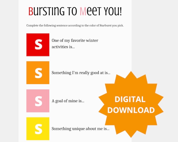 Starburst Icebreaker Game Get-to-know You Game for Groups - Etsy