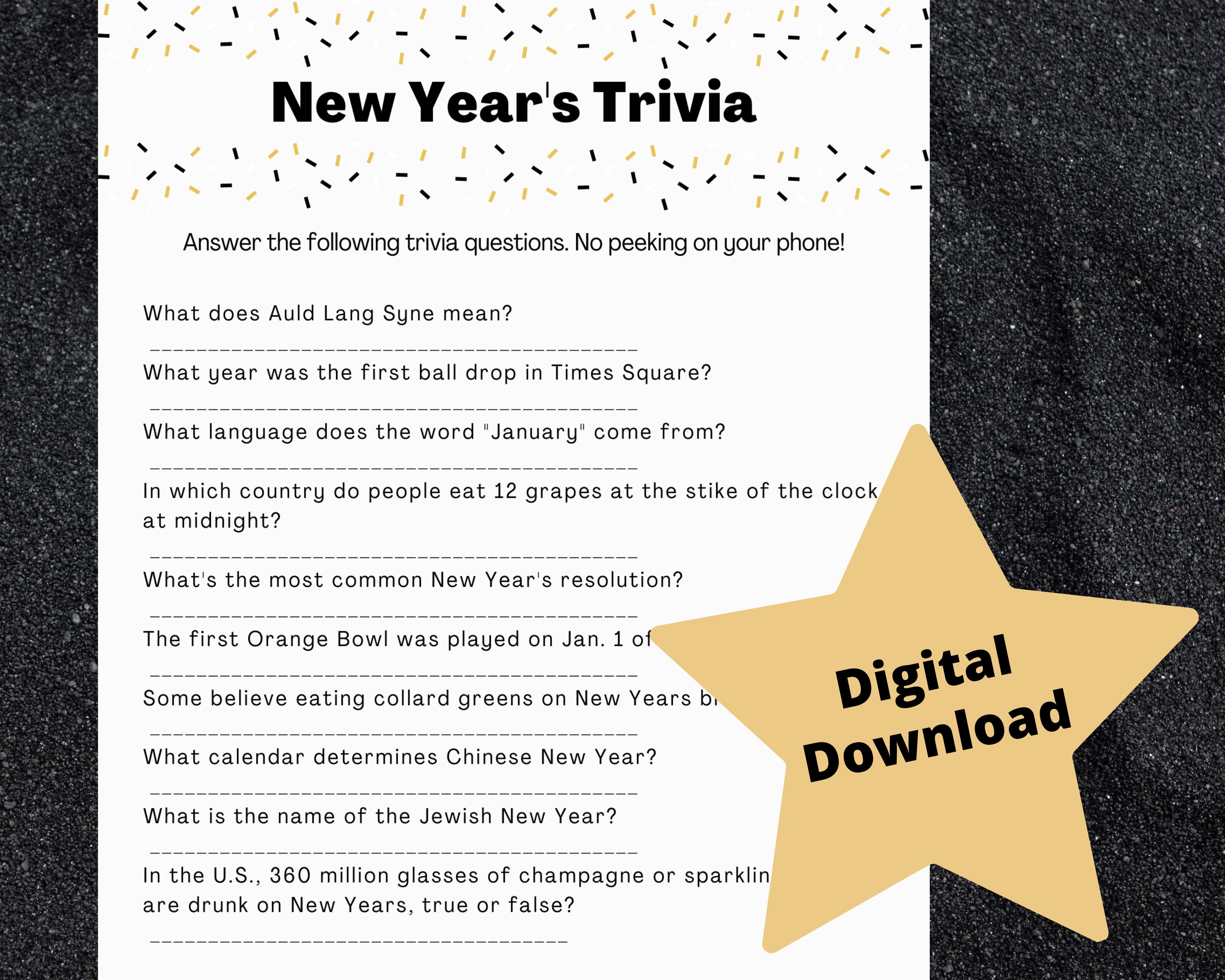 New Year's Trivia • New Year's Eve Party Game • Icebreaker Game for ...