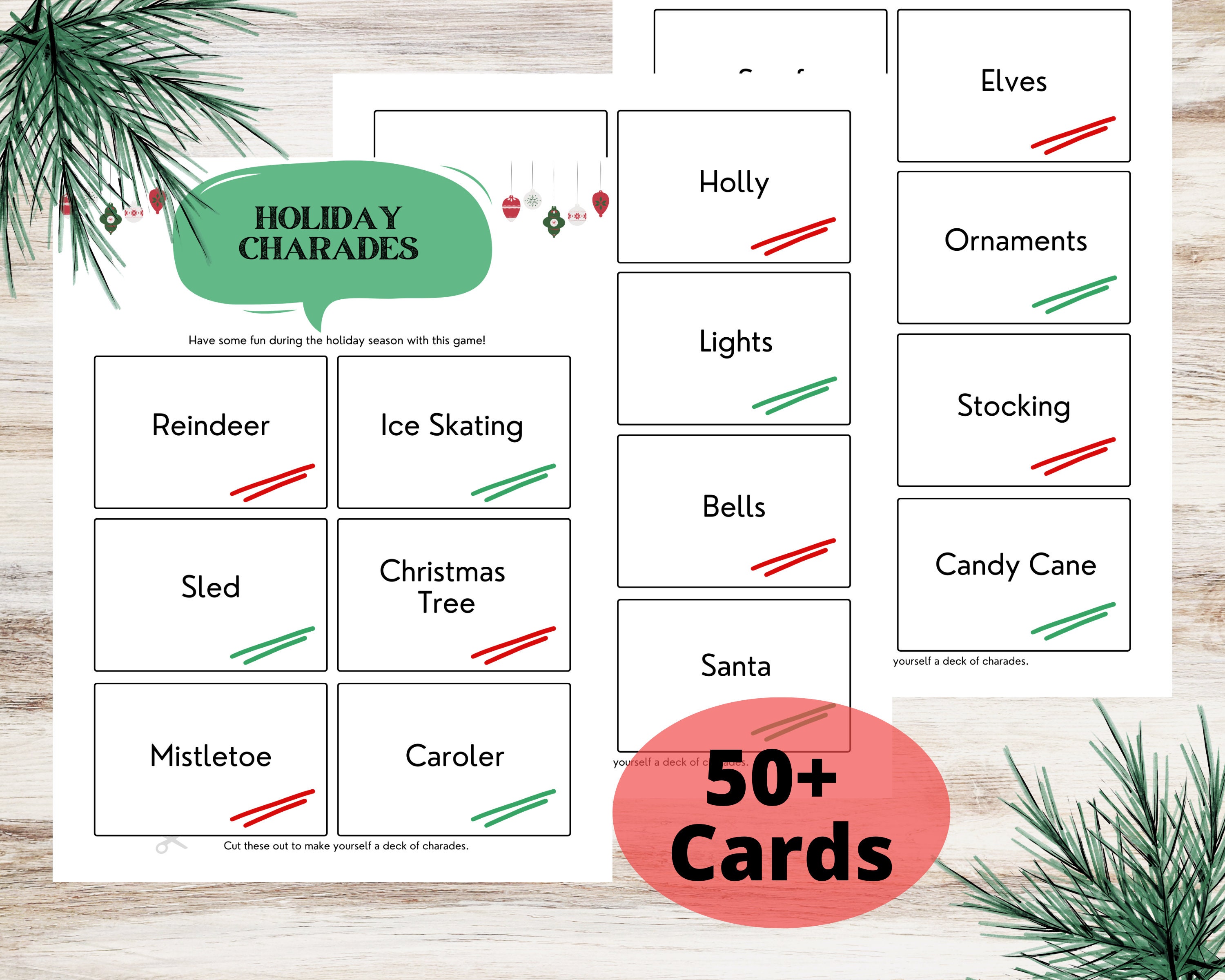 Holiday Charades or Pictionary Game • 54 Cards • Christmas Game for ...
