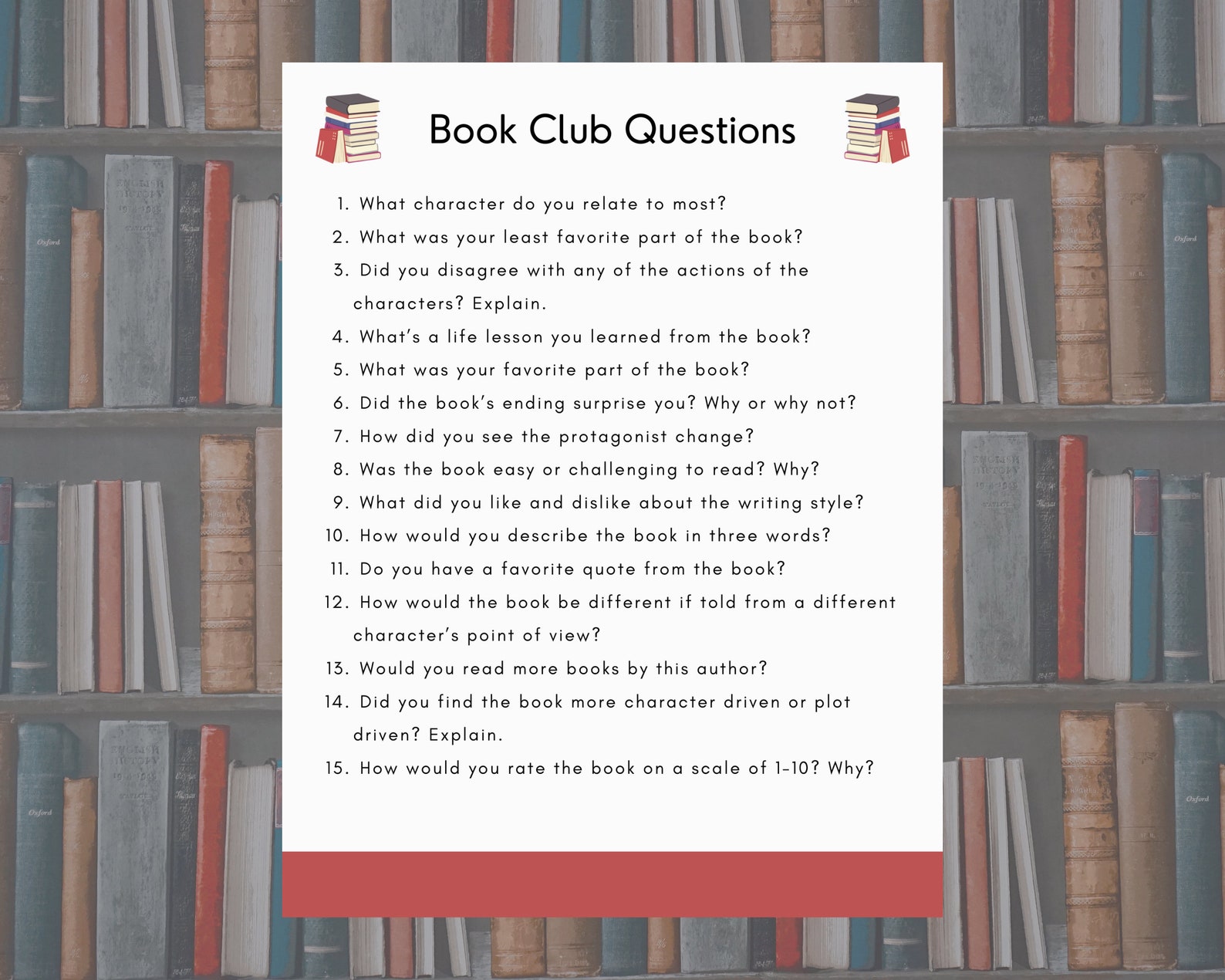 15 Book Discussion Questions • Book Club Party Game • Book Games • Book ...