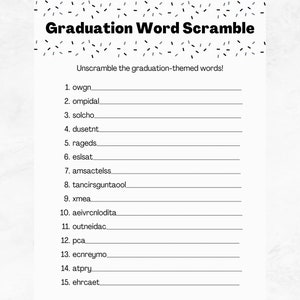 Graduation Word Scramble • Grad Party Game • Graduation Game ...