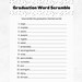 Graduation Word Scramble • Grad Party Game • Graduation Game ...
