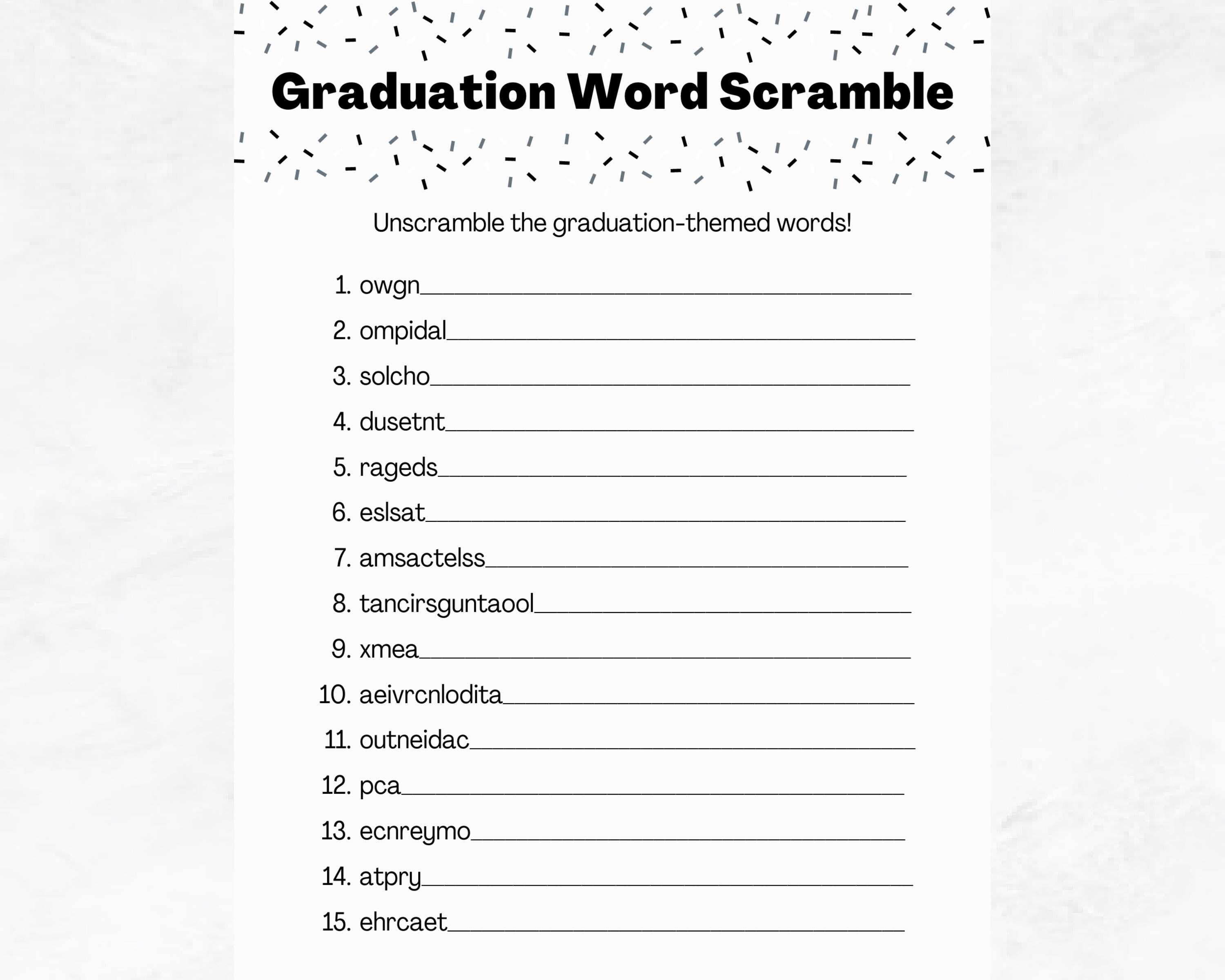 Graduation Word Scramble • Grad Party Game • Graduation Game ...