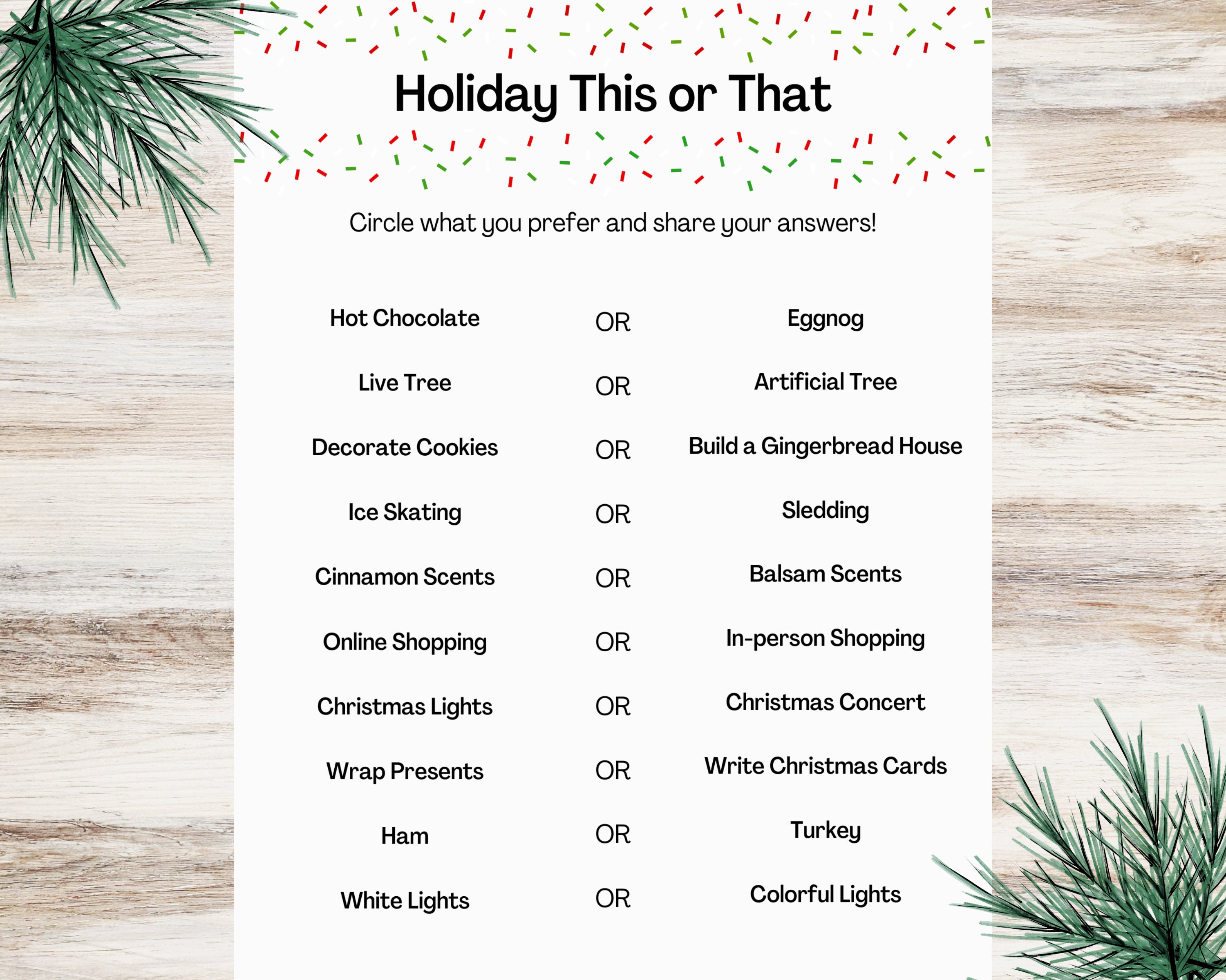 Holiday This or That Downloadable Game • Simple, Easy Activity for ...