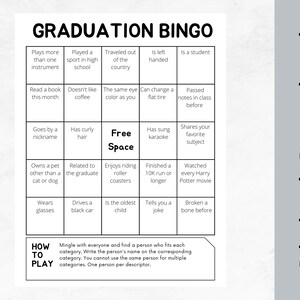Graduation Party Activities • Graduation Bingo Game • Graduation Game ...