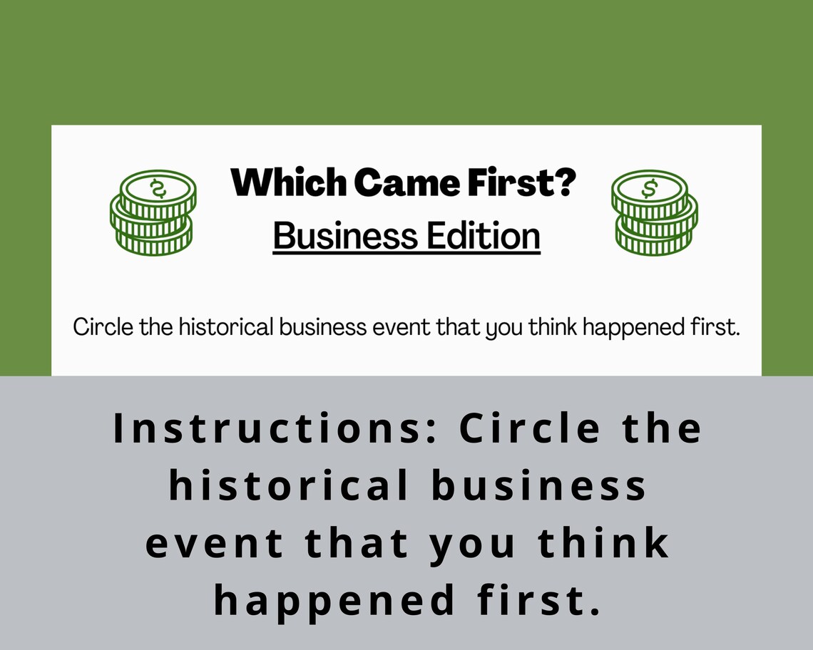 Business Trivia • Which Came First? Business Game • Employee Work Game ...