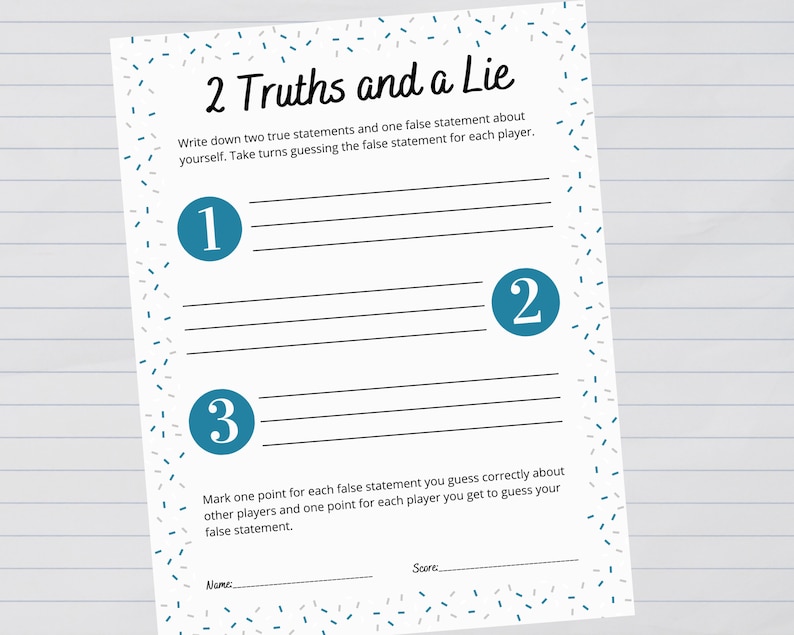 Two Truths and a Lie Game • Get to Know You Game • Icebreaker Game ...