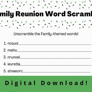 Family Reunion Word Scramble • Family Reunion Game • Digital Download ...