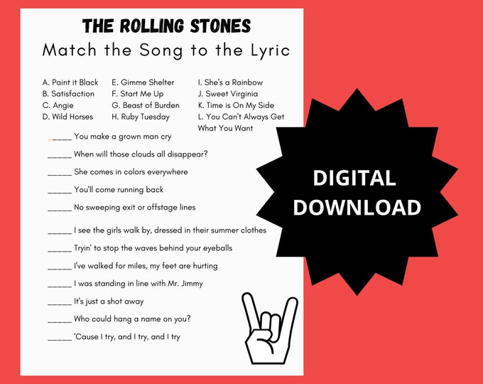 The Beatles Printable Party Games: Trivia, Song Matching, Charades ...