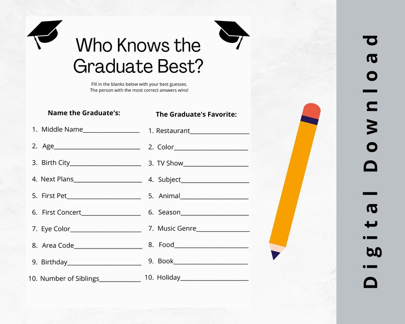 Graduation Party Activities • Graduation Bingo Game • Graduation Game ...