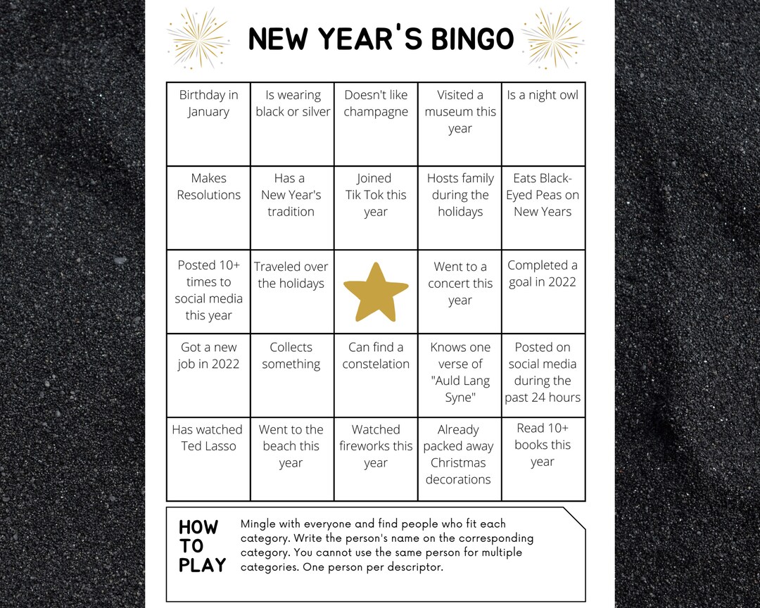 New Year's Bingo Interactive Game • Icebreaker Game for New Year's Eve ...