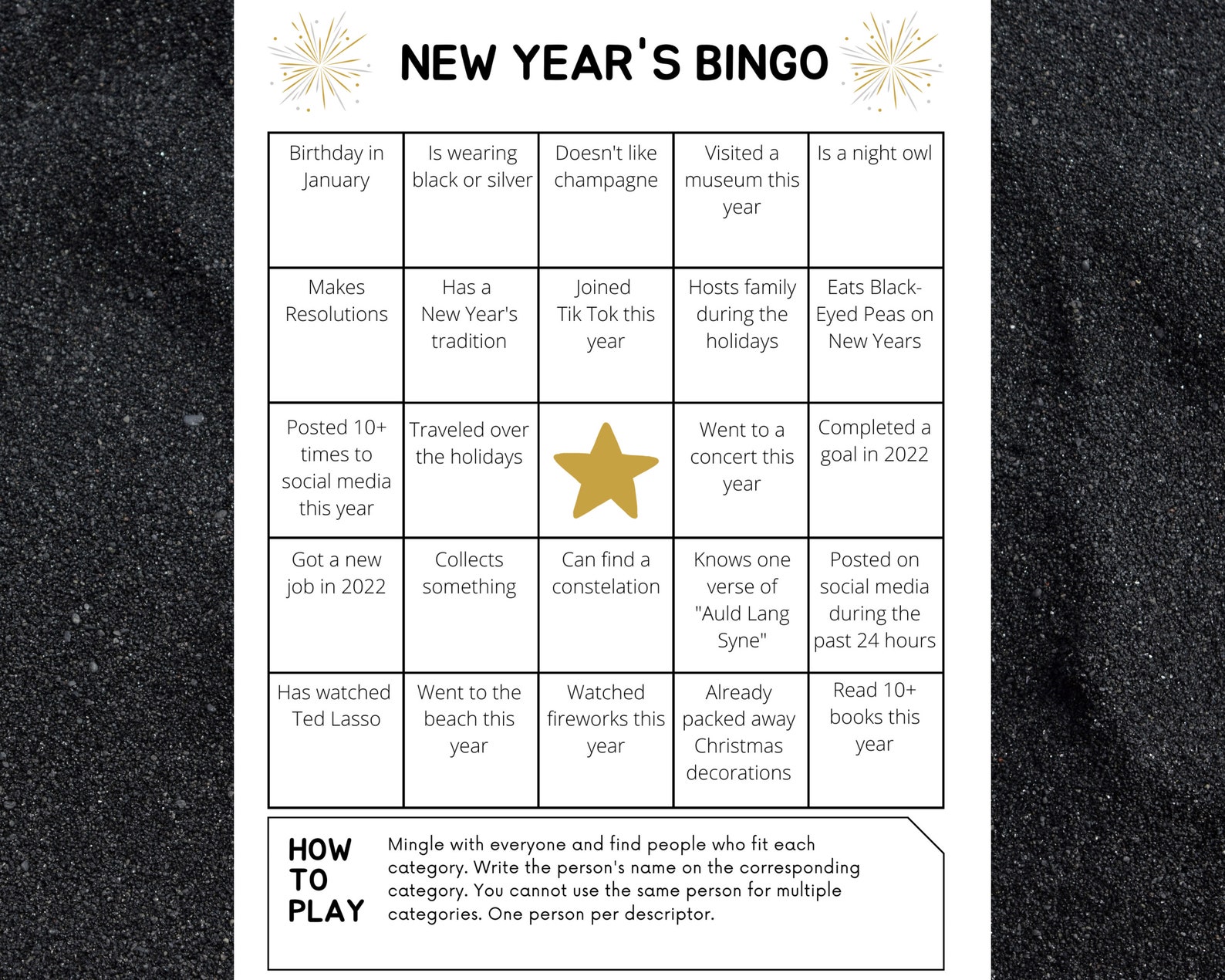 New Year's Bingo Interactive Game • Icebreaker Game for New Year's Eve ...