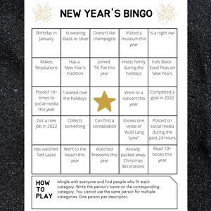New Year's Bingo Interactive Game • Icebreaker Game for New Year's Eve ...