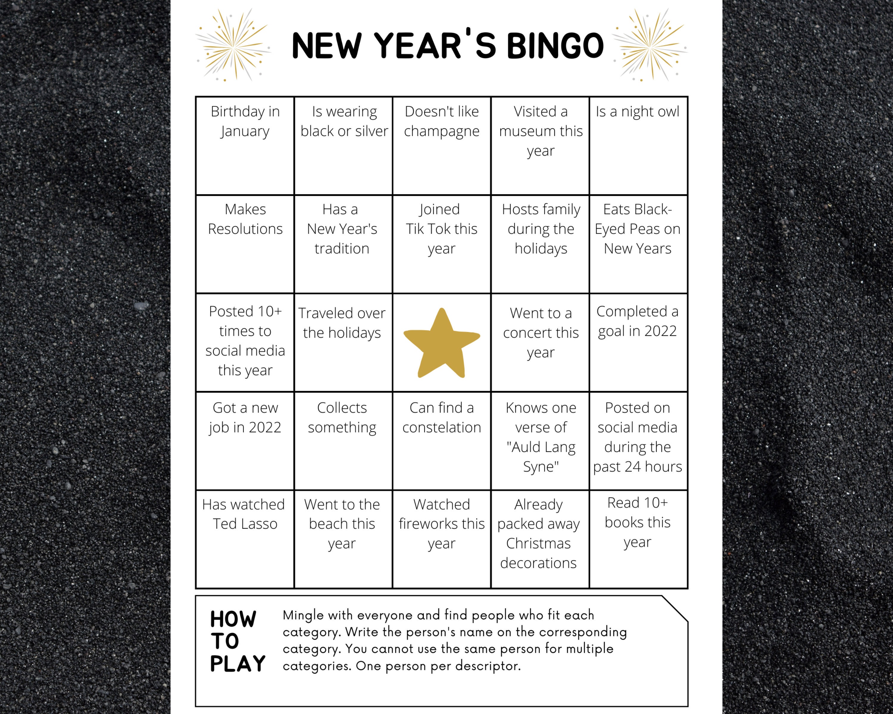 New Year's Bingo Interactive Game • Icebreaker Game for New Year's Eve ...