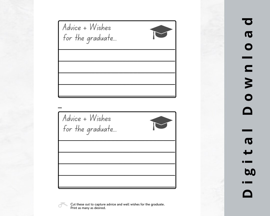 Graduation Well Wishes, Advice Cards • Grad Party Game • Graduation ...