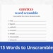 Costco Word Scramble | Costco Birthday Party Game - Etsy