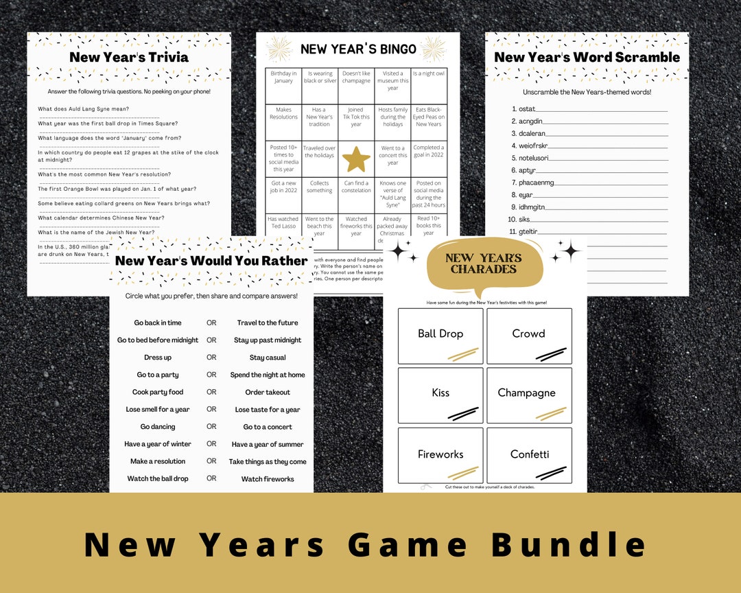 New Year's Eve Game Bundle • Printable Party Games (digital Download ...