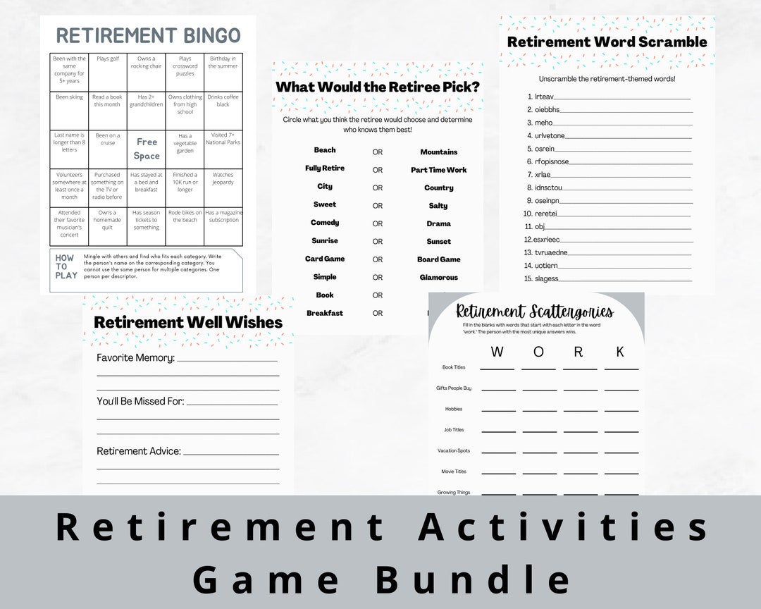 Retirement Party Printable Activities • Retirement Celebration Games ...