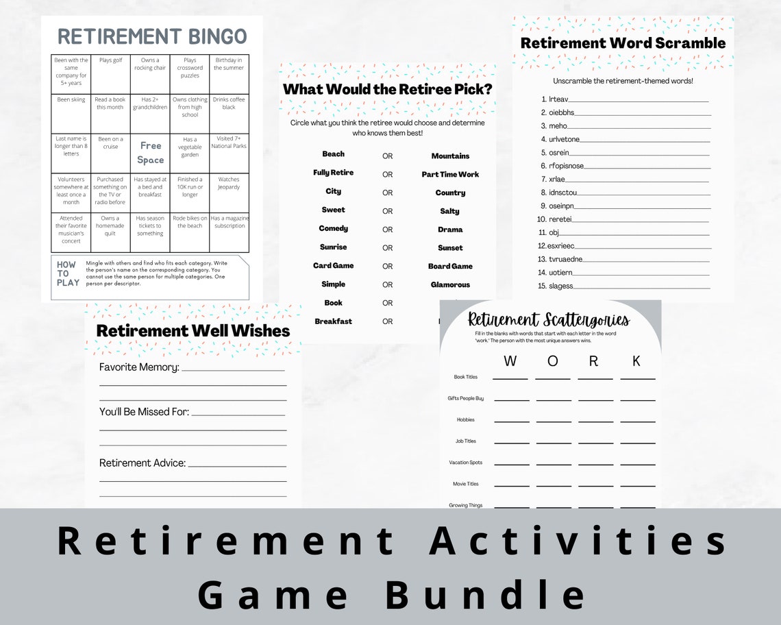 Retirement Party Printable Activities • Retirement Celebration Games ...